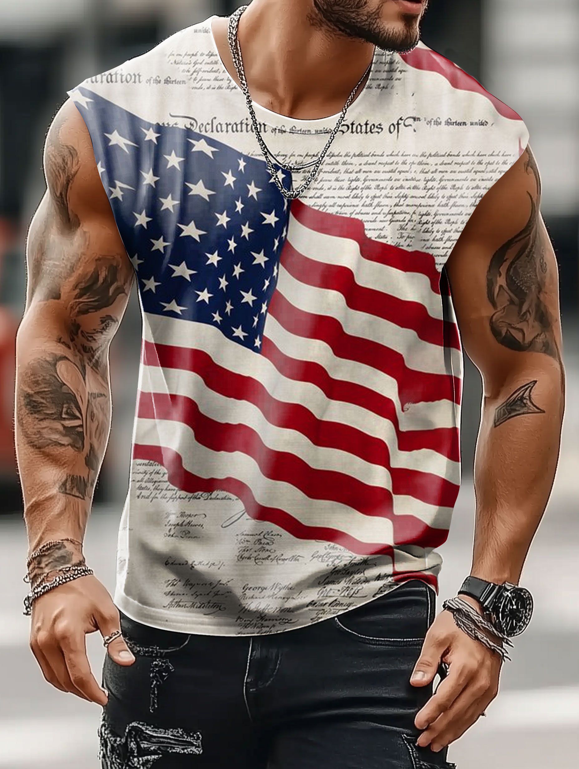 Mens Independence Day American Flag Vest