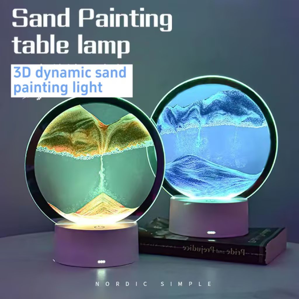 3D Led Table Lamp USB Quicksand Art Painting Hourglass In Motion ...
